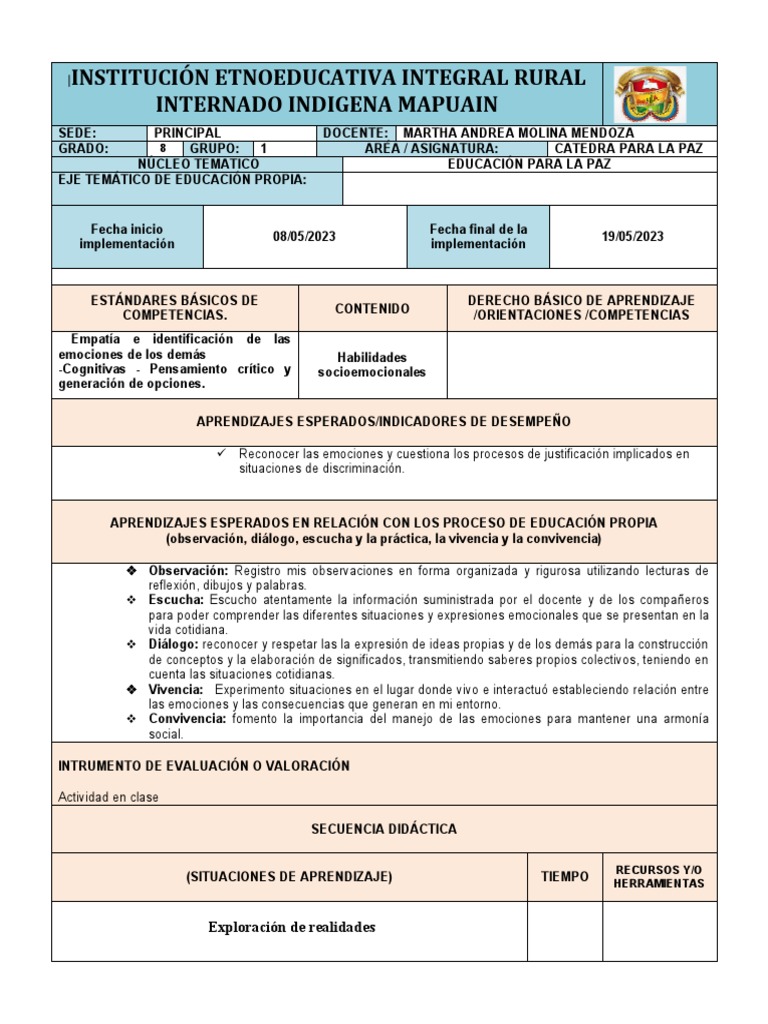 Plan de Clases Habilidades Socioemocionales | PDF | Las emociones | Empatía