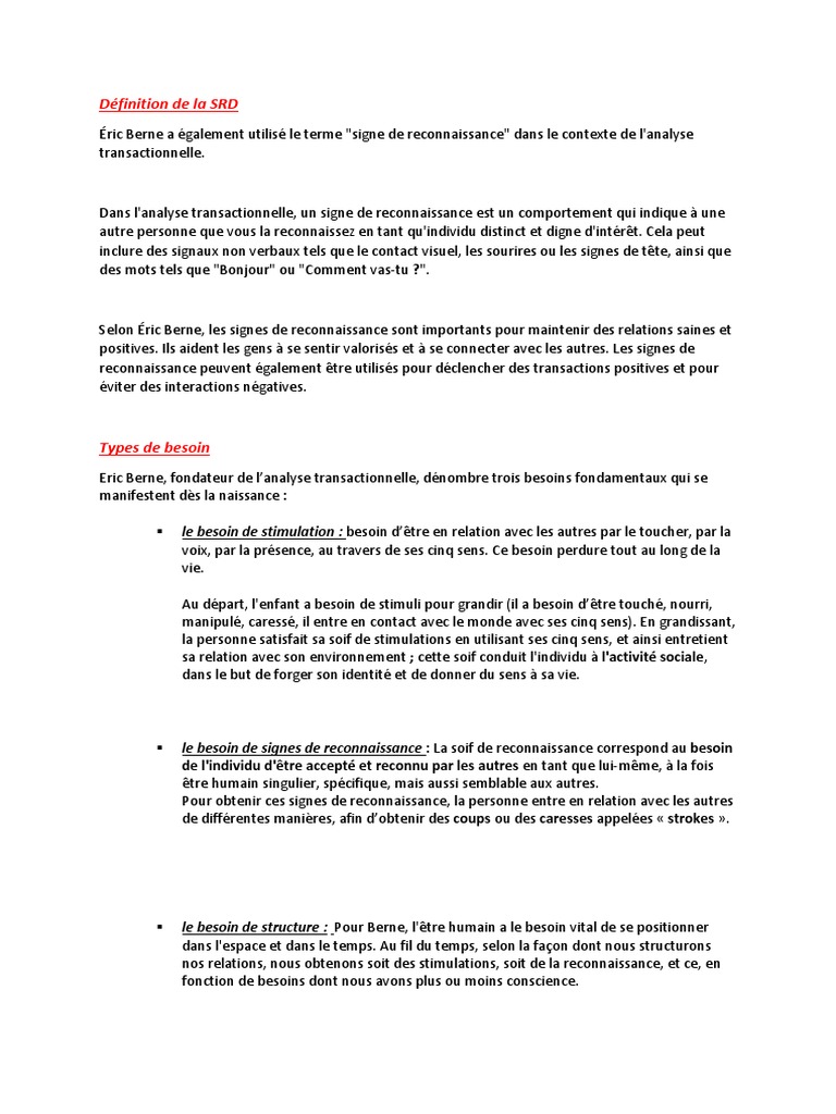Définition de La SRD: de L'individu D'être Accepté Et Reconnu Par Les ...
