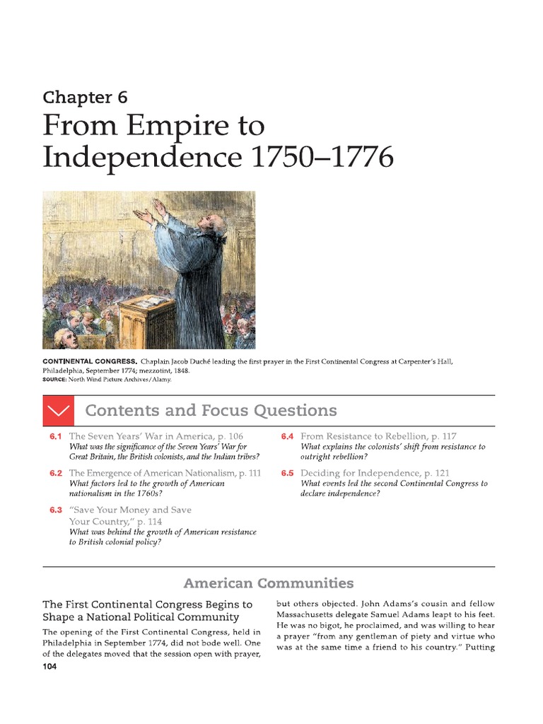 From Empire To Independence - 1750 - 1776 | PDF