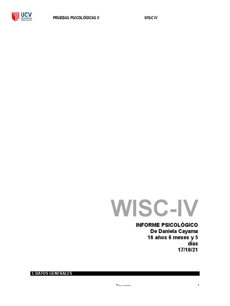 6 Informe Total WISC IV | PDF | Inteligencia | Procesos mentales