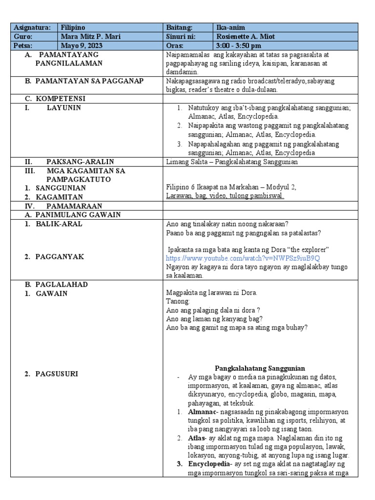 FilLP6 - Pangkalahatang Sanggunian 1 | PDF