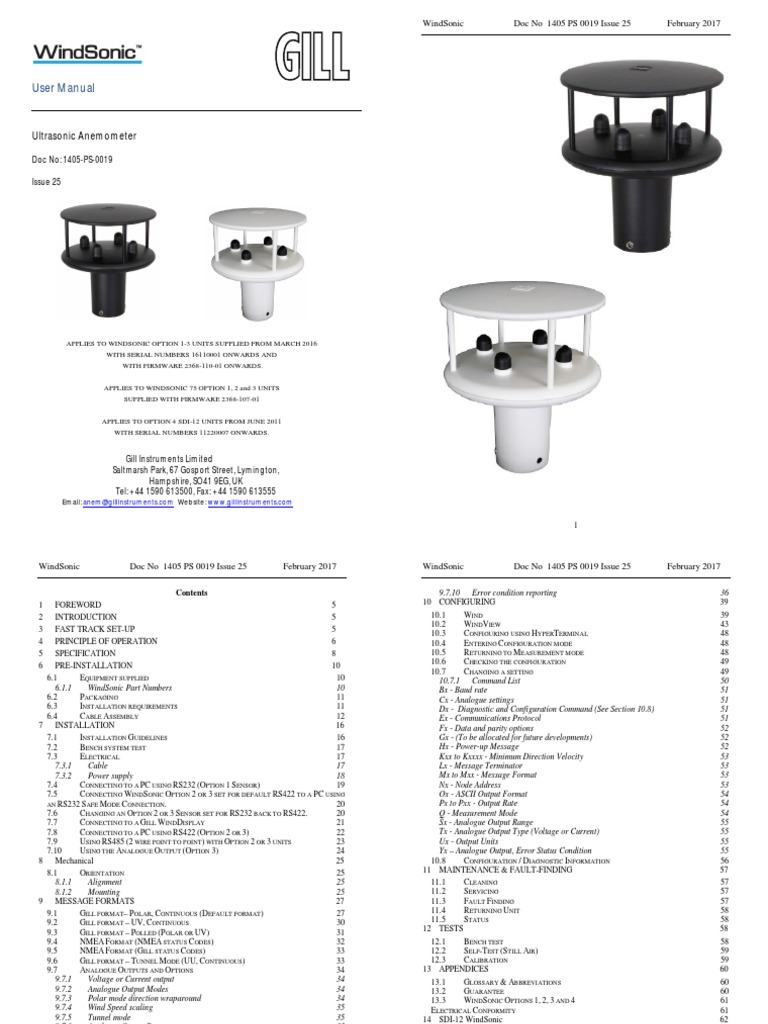 WindSonic GPA Manual 1405-PS-0019 Issue 25 | PDF | Electrical Connector | Computer Engineering