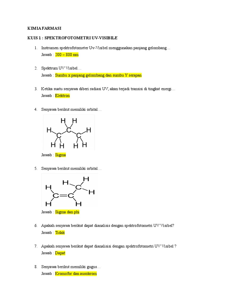 Kuis Kimia Farmasi 1 | PDF | Metode & Bahan Ajar | Sains & Matematika