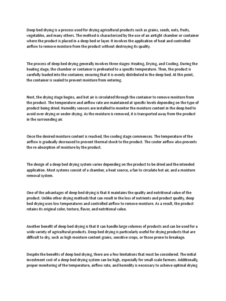 Deep Bed Drying Overview | PDF | Agriculture | Vegetables