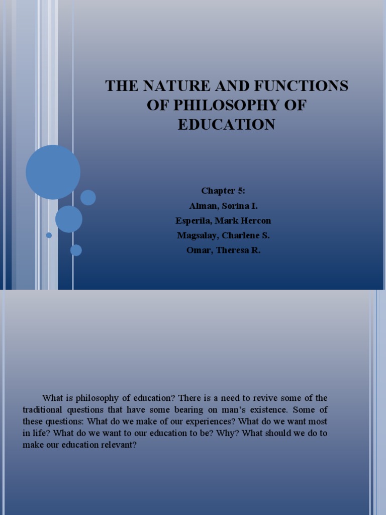 The Nature and Functions of Philosophy of Education | PDF | Philosophy ...