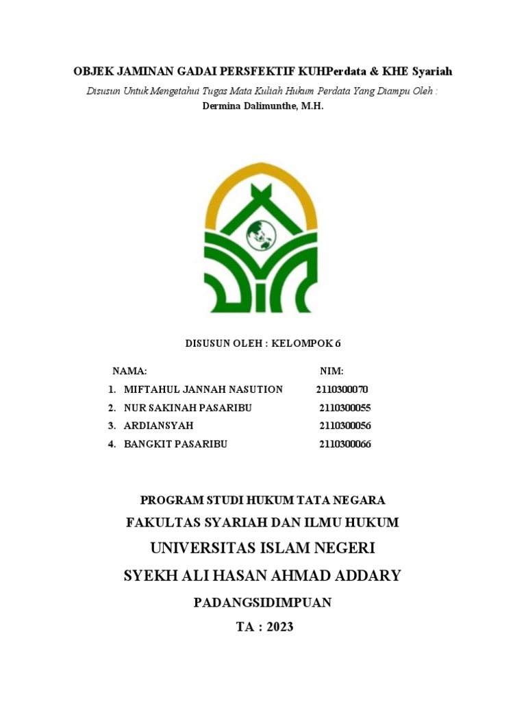 Objek Jaminan Gadai Persfektif Kuhp Perdata | PDF