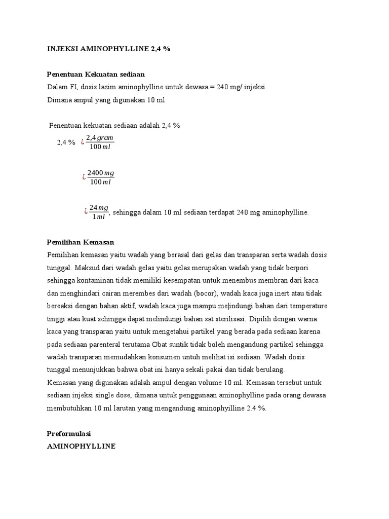 Responsi Steril Injeksi Aminophylline 2 | PDF | Memasak, Makanan ...