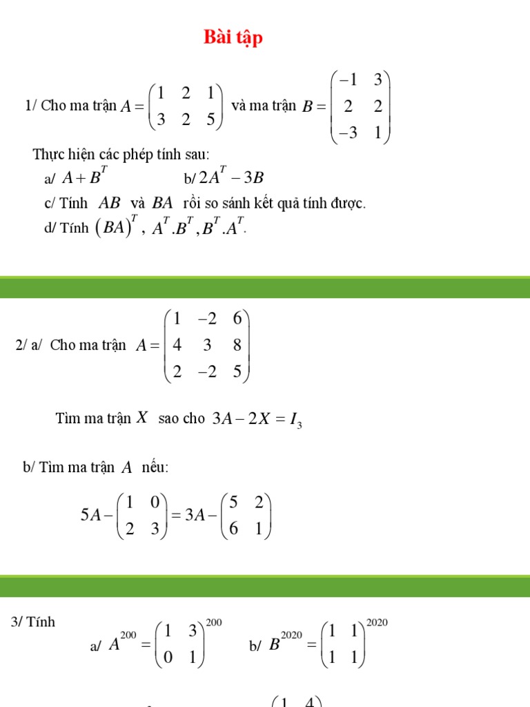 Bai Tap 01 Ma Tran | PDF