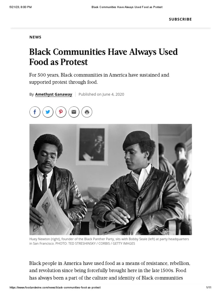 Black Communities Have Always Used Food As Protest | PDF