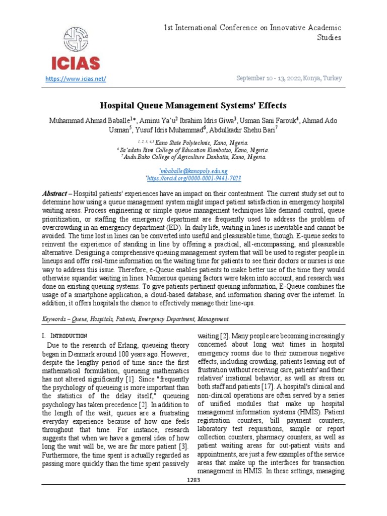 Conf Hospital Queue Management Systems Effects Pdf Patient