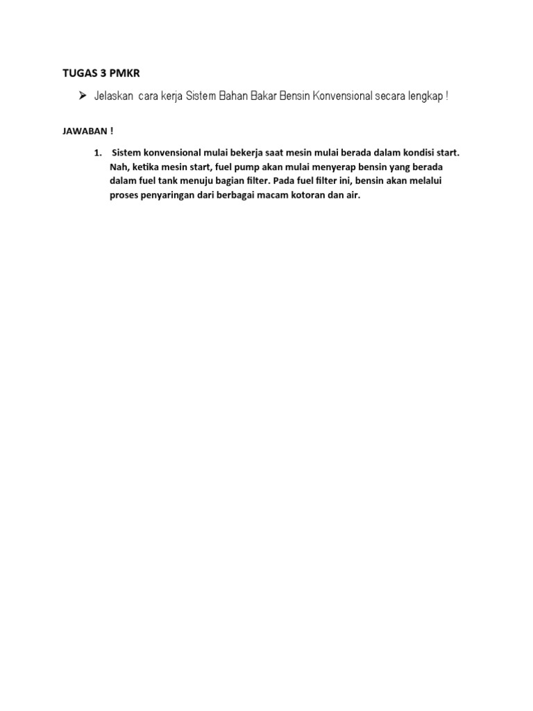 Pertemuan Ke 6 Tugas 3 Cara Kerja Sistem Bahan Bakar Konvensional | PDF