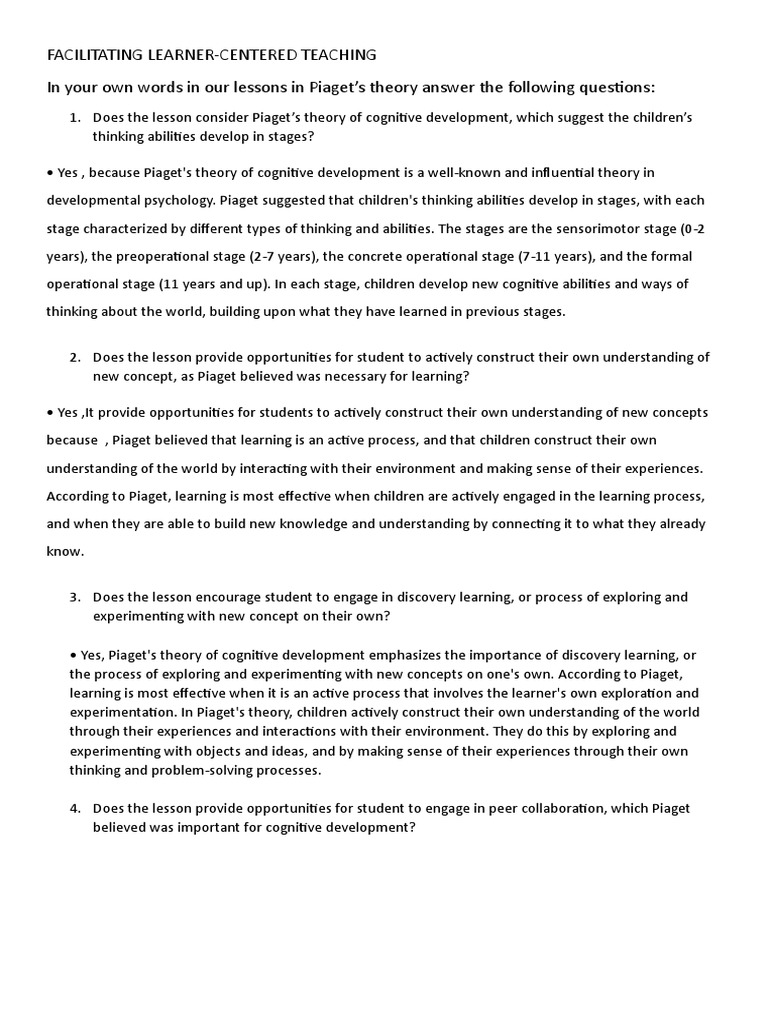 Facilitating Learner-Centered Teaching | Download Free PDF | Cognitive Development | Thought
