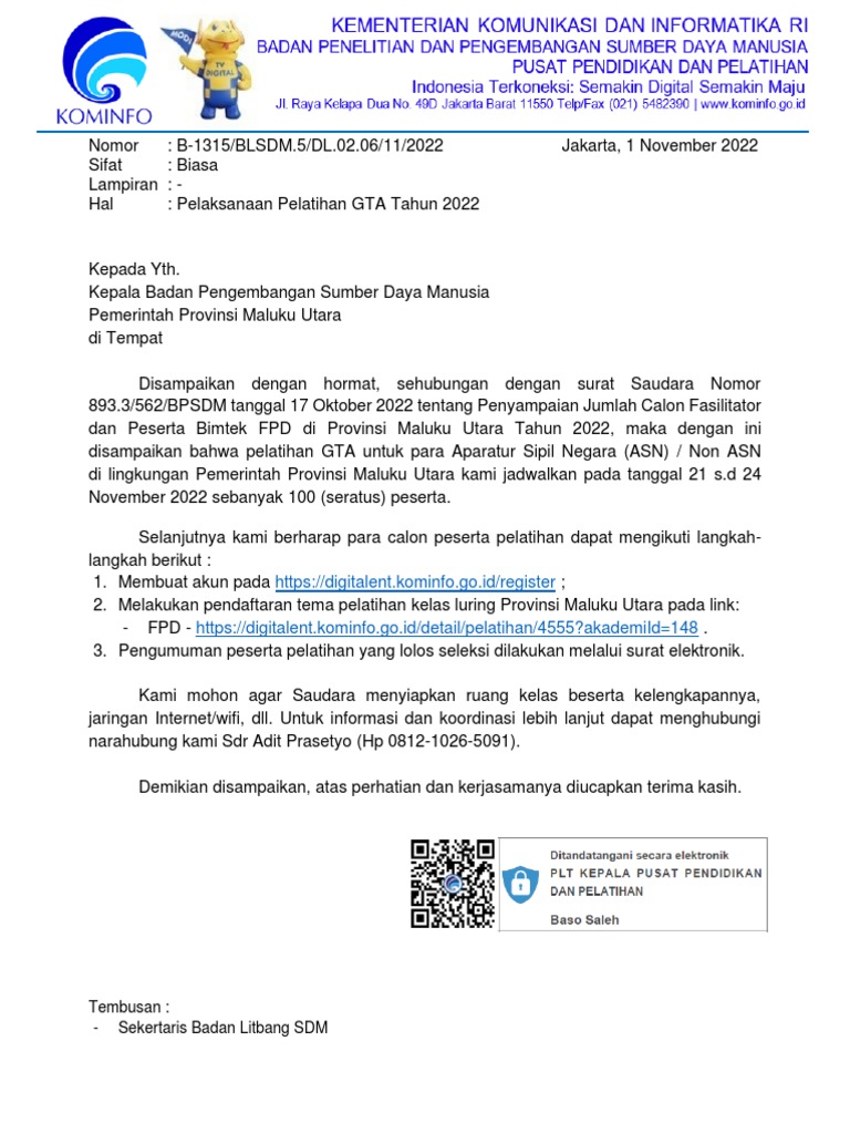 Surat Balasan GTA Pemprov Maluku Utara | PDF