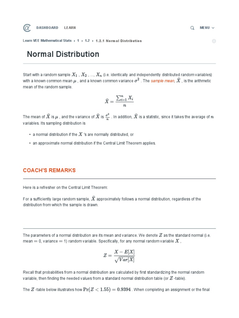Normal Distribution | PDF | Normal Distribution | Variance