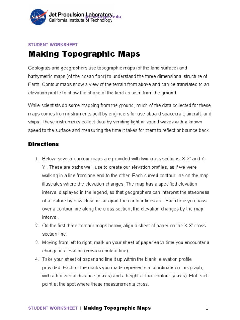 Topography Worksheet | PDF | Contour Line | Topography