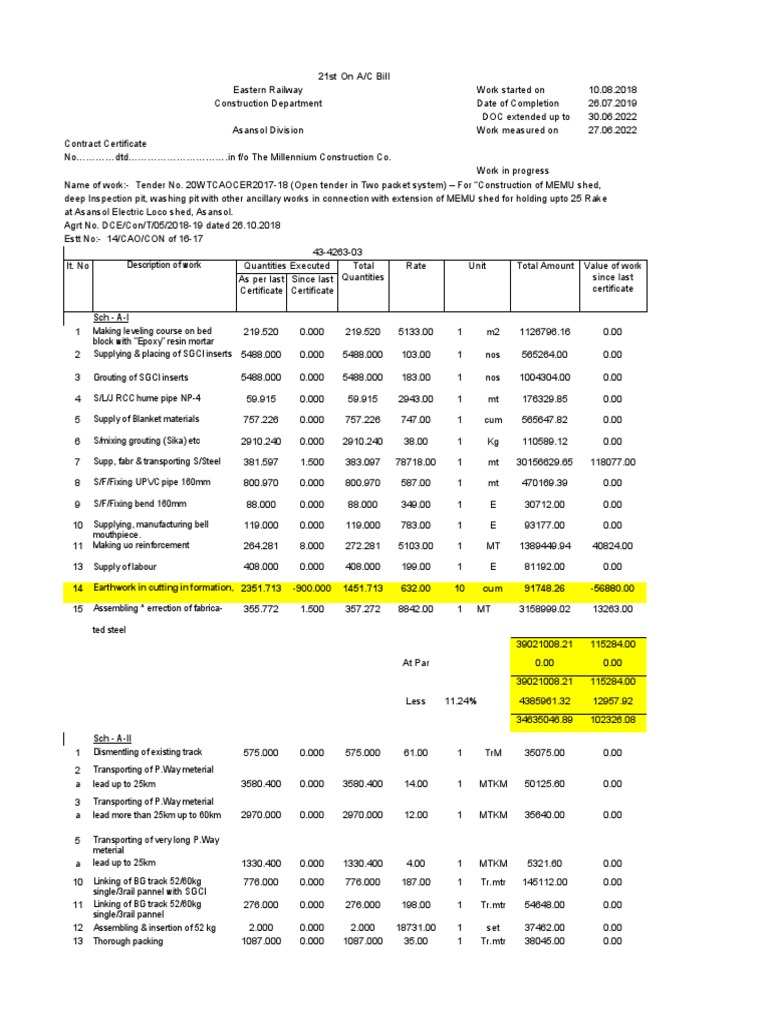 Railway Construction Cost Report | PDF | Masonry | Pipe (Fluid Conveyance)