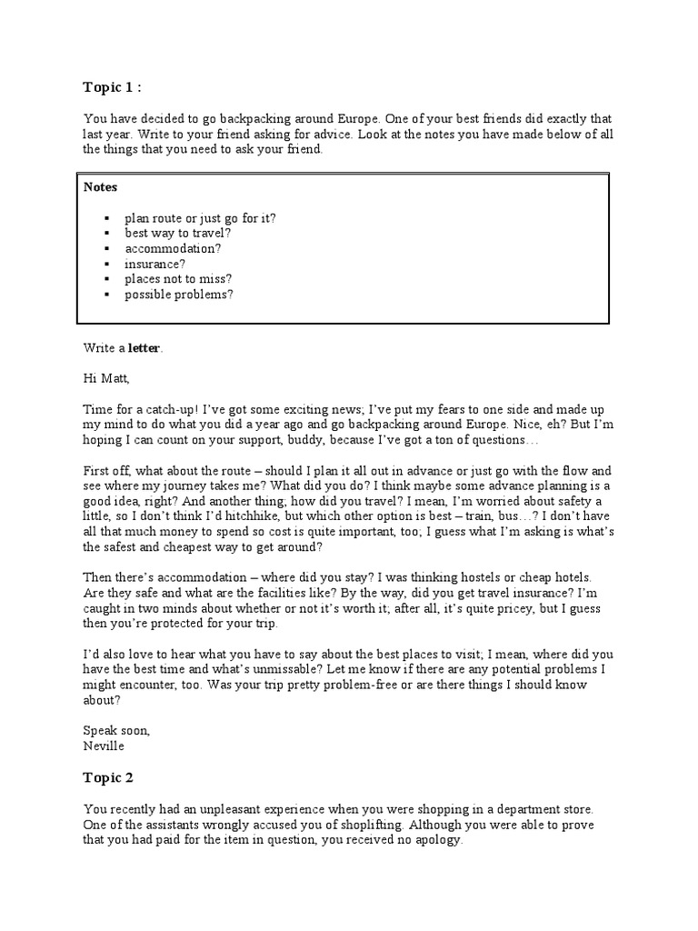 Cae Writing Letter | PDF