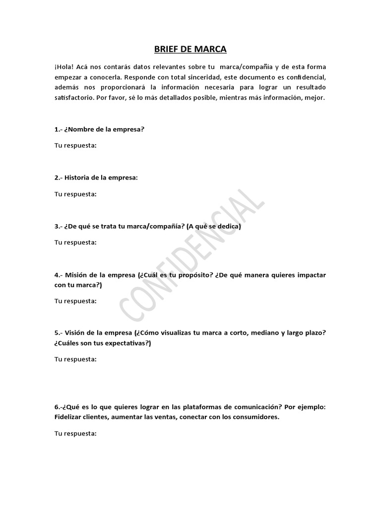 Brief de Marca: Plantilla Completa | PDF