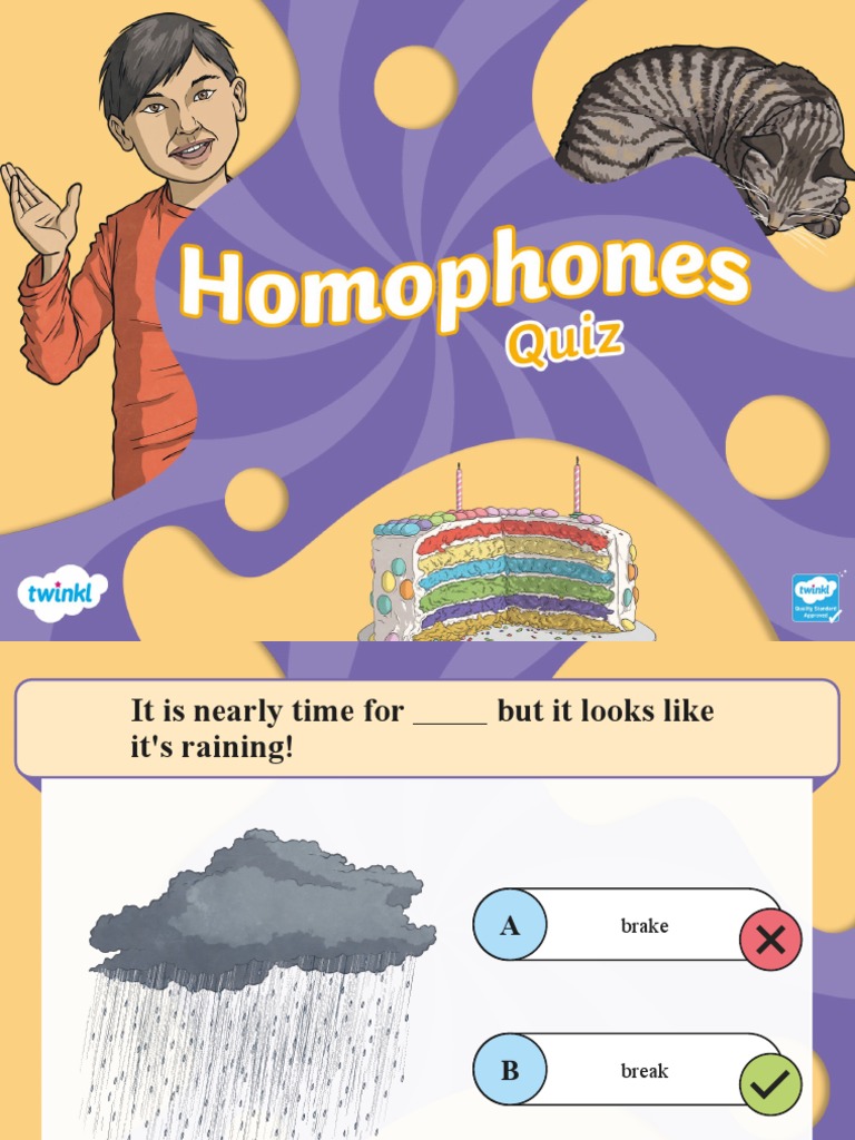 T e 1673003777 Homophones Powerpoint Quiz - Ver - 1 | PDF