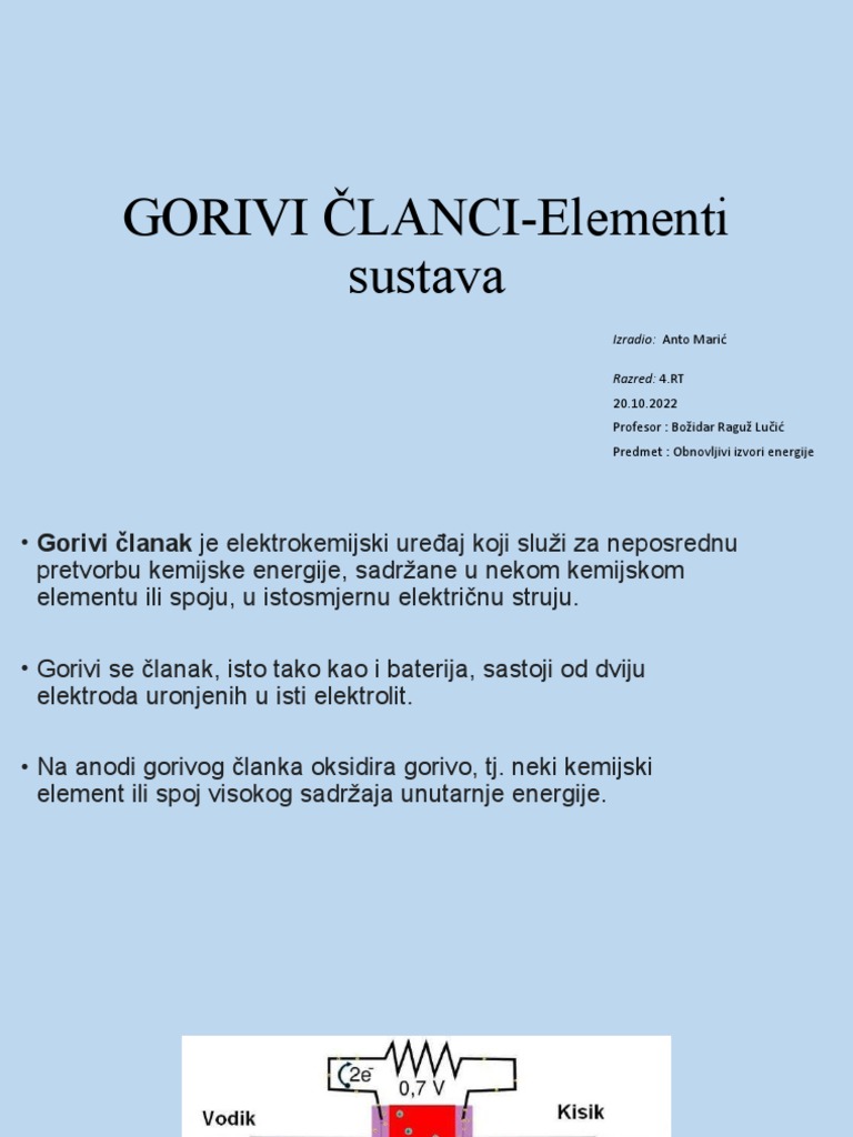 GORIVI ČLANCI-Elementi Sustava | PDF