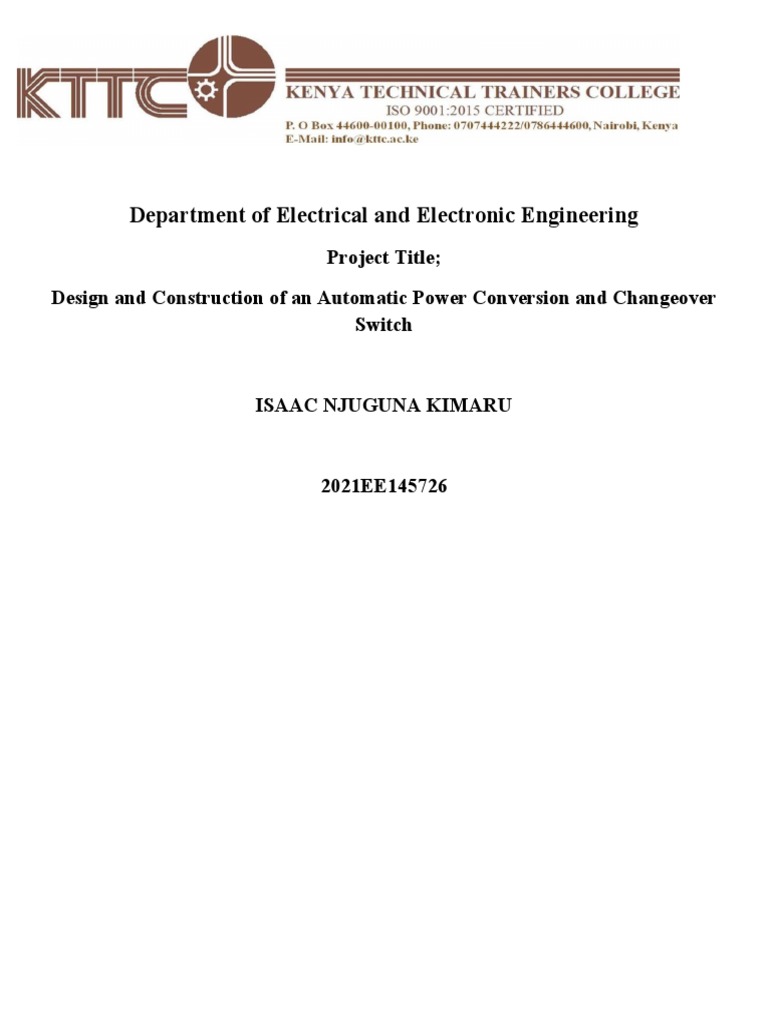Design and Construction of An Automatic Power Conversion and Changeover Switch | PDF | Rectifier ...