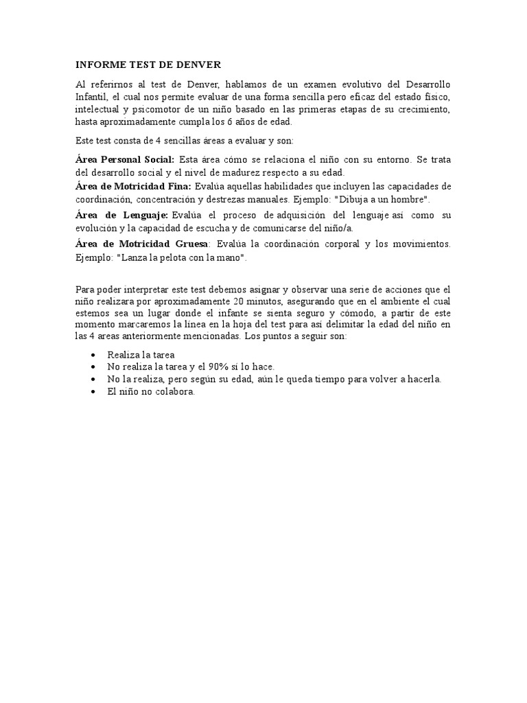 Informe Test de Denver | PDF