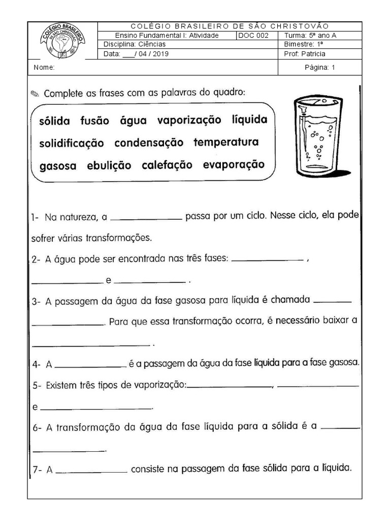 Atividade Ciencias 5°ano | PDF