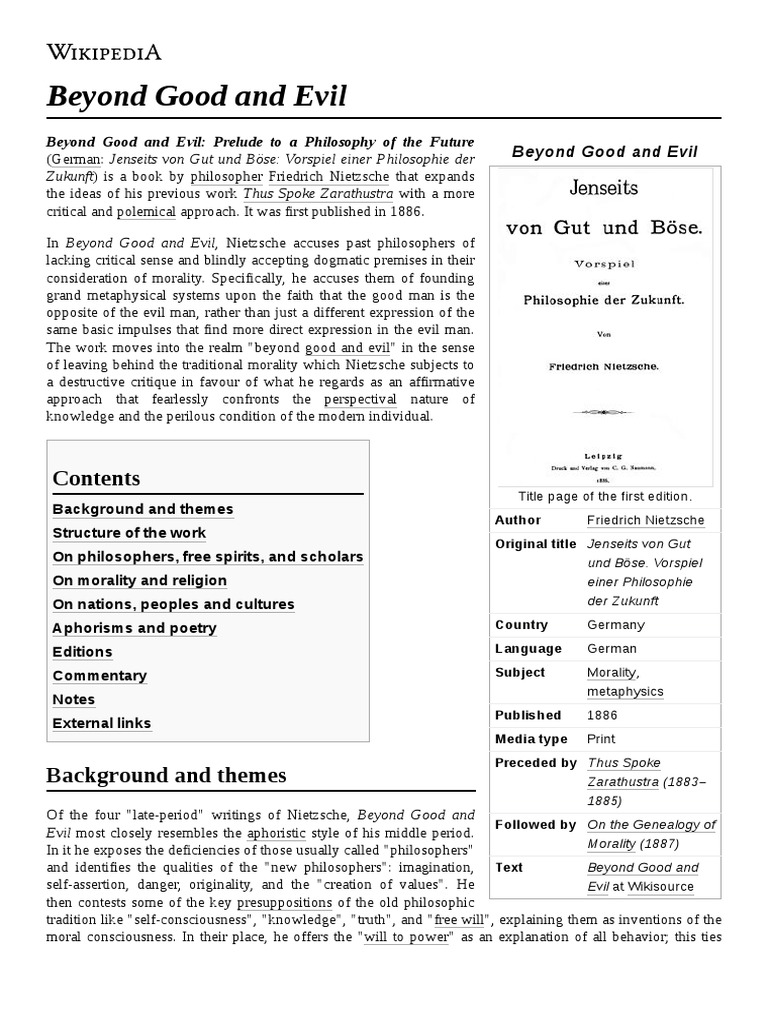 Beyond Good and Evil | Download Free PDF | Beyond Good And Evil ... Beyond Good and Evil | Download Free PDF | Beyond Good And Evil ...