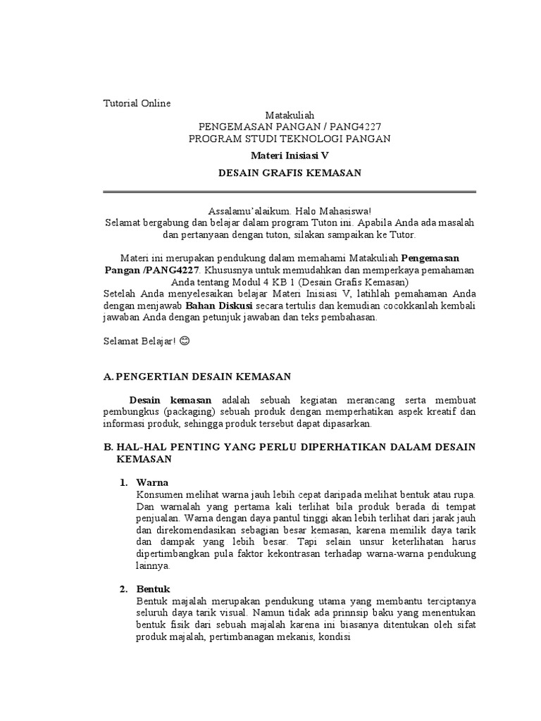 Inisiasi 5. Desain Grafis Kemasan | PDF