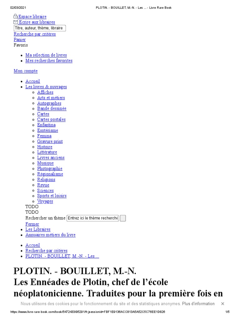 Les Ennéades de Plotin, édition 1857 | PDF | Livres | Néoplatonisme