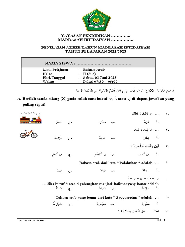 Soal Bahasa Arab Kelas 2 Pdf