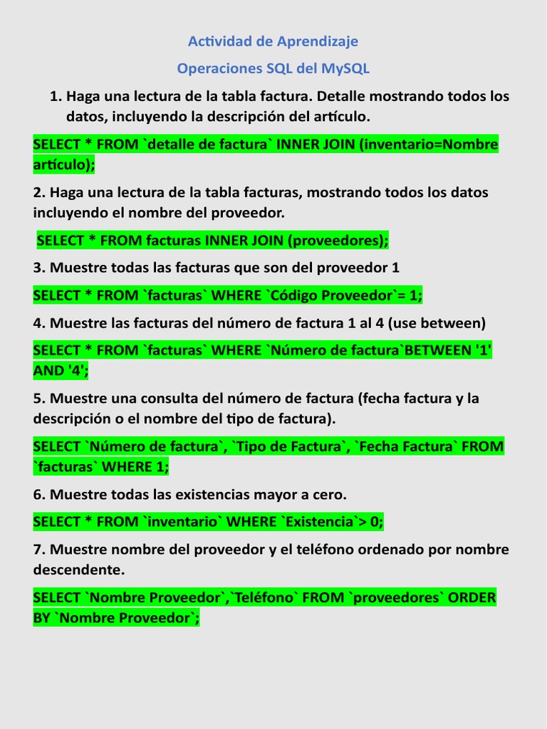 Trabajo de Consultas en MYSQL | PDF