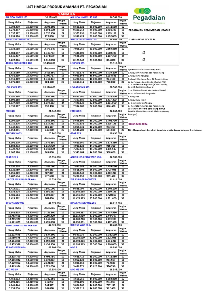 Brosur Sepeda Motor Yamaha Mei 2022 | PDF