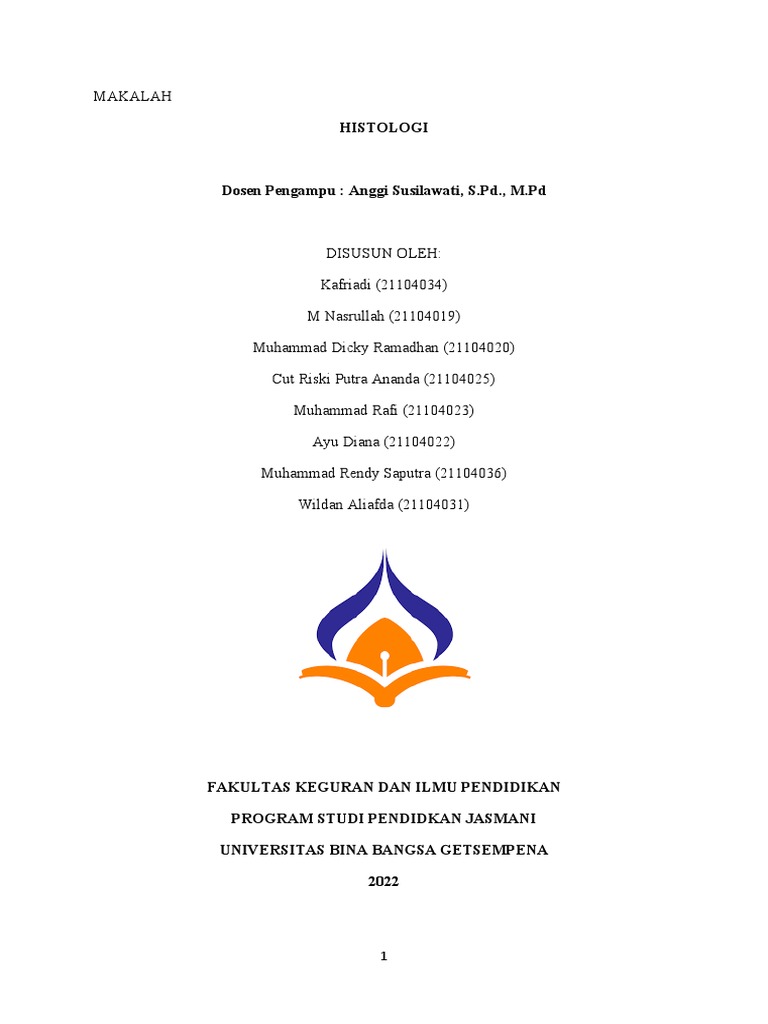 Makalah Histologi | PDF | Kesehatan Holistik | Sains & Matematika