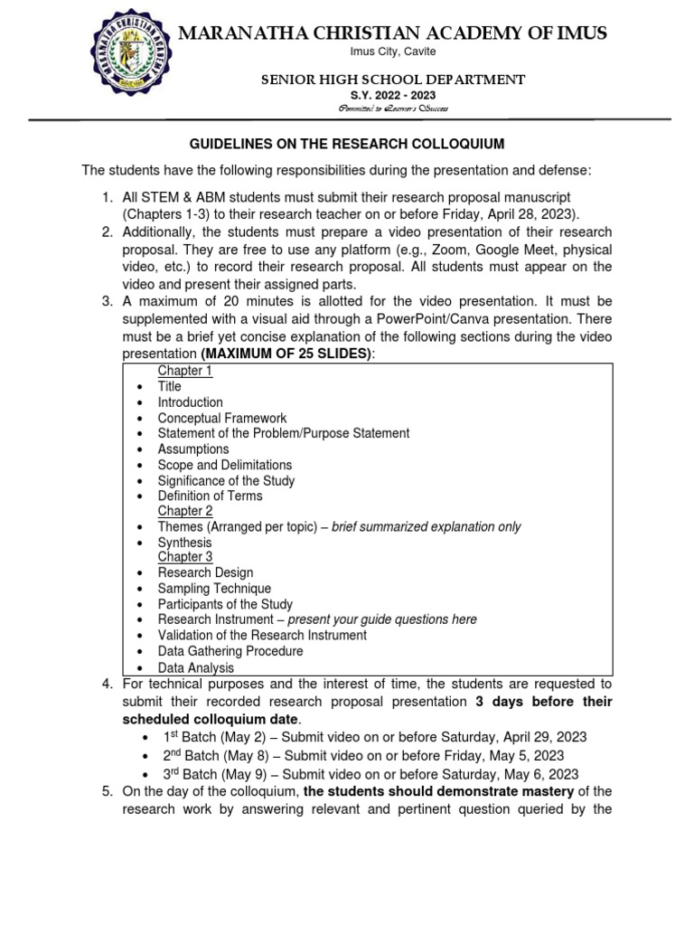 PR1 Research-Colloquium Guidelines | PDF | Methodology | Science