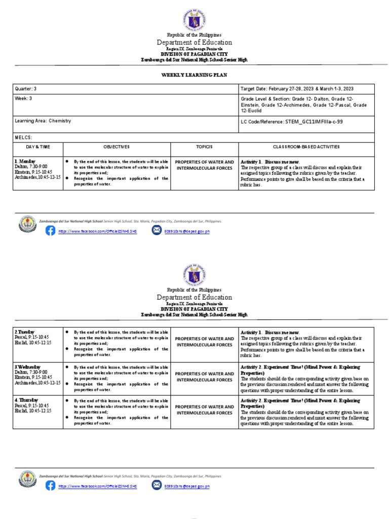 WLP Chemistry Week 3 | PDF | Cognition | Learning