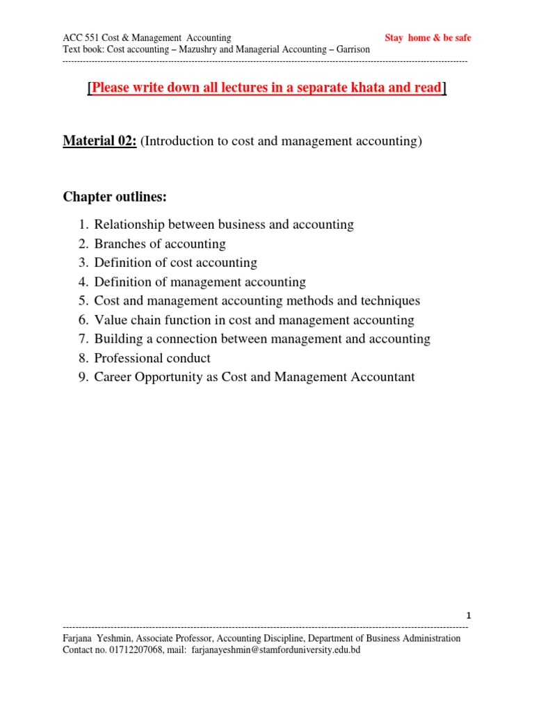 MBA ACC 551 Class Material 2 | PDF | Accounting | Management Accounting