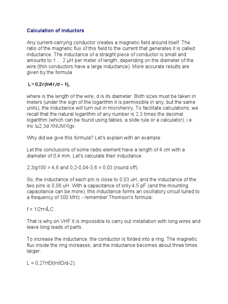 Calculation of Inductors | PDF | Inductance | Inductor