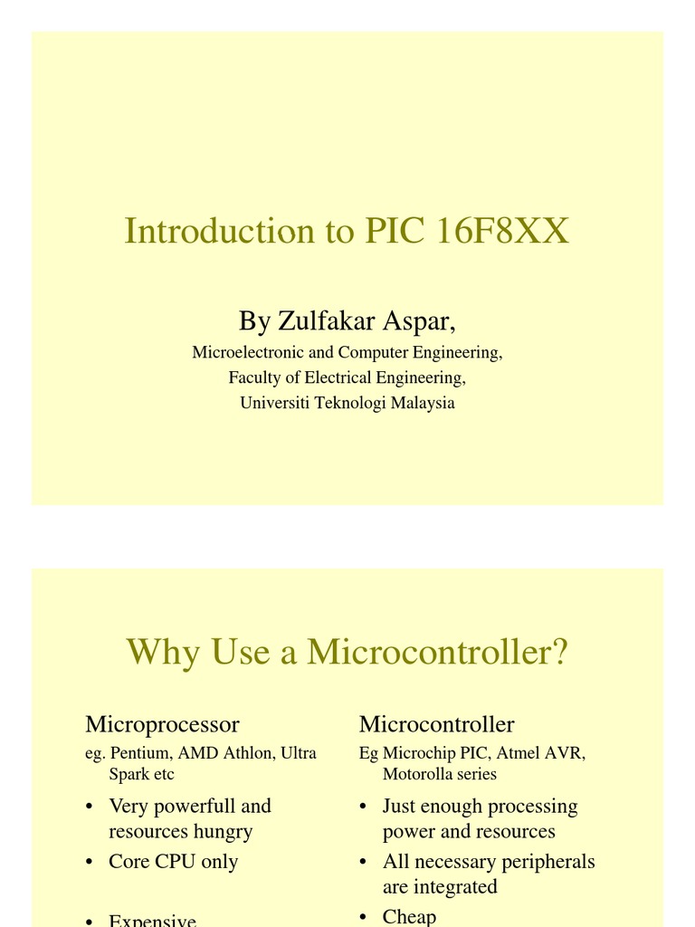 Introduction to PIC 16F8XX Microcontrollers | PDF | Microcontroller | Central Processing Unit