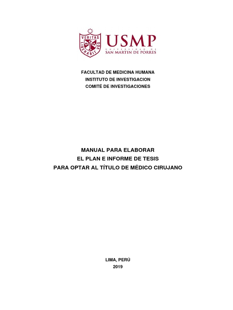 Manual Plan Tesis Informe Titulo Medico Cirujano Oct19 | PDF | Nivel de ...