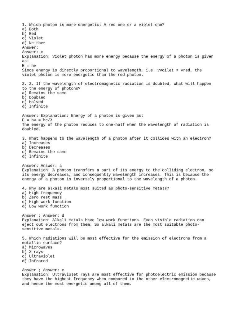 Photon Energy and Wavelength Explained | PDF | Electromagnetic ...