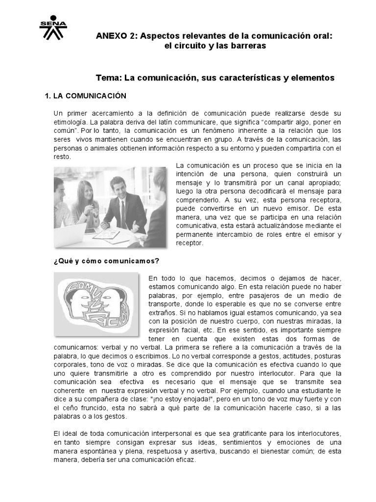 Anexo 2-La Comunicacion y Sus Elementos | PDF | Comunicación | Comunicación no verbal