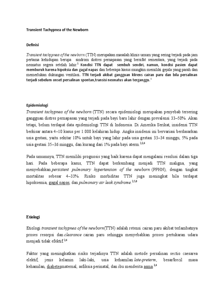TTN (Definisi, Etiologi, Epidemiologi) | PDF