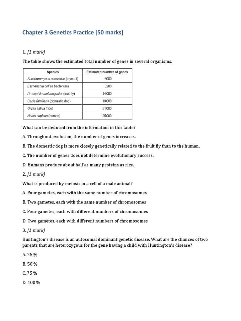 Chapter 3 Genetics Practice | PDF | Dominance (Genetics) | Zygosity