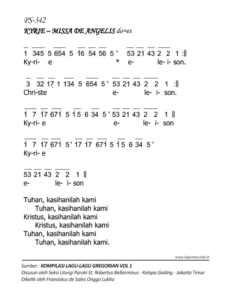 KYRIE (Missa de Angelis) PS 342 | PDF