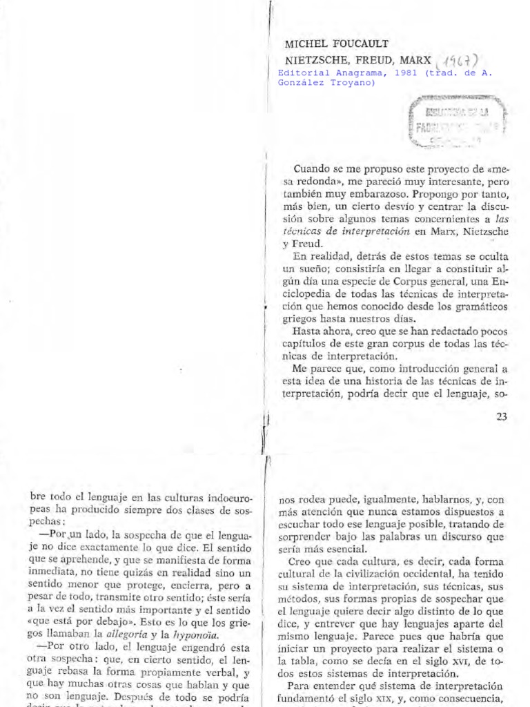 Foucault, Nietzsche, Freud, Marx, 1967 | PDF | Friedrich Nietzsche ...