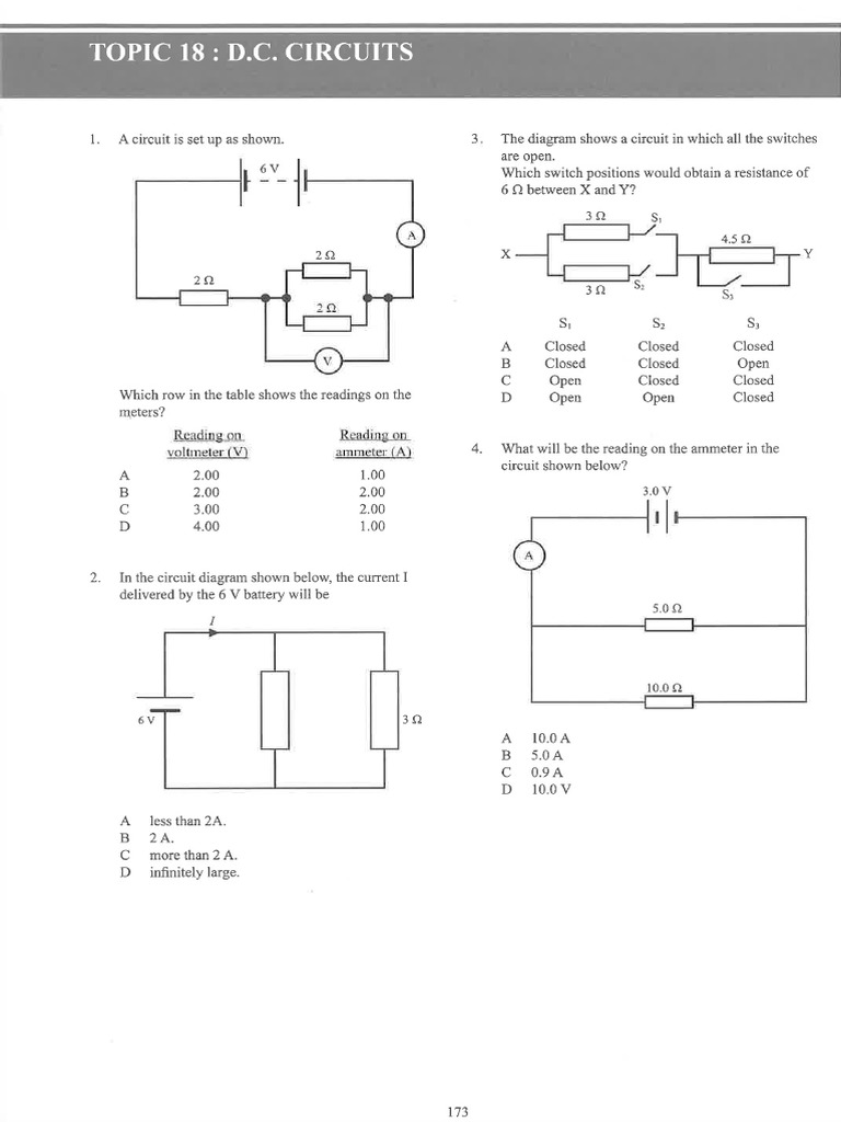 DC Circuit Extra MCQ SC | PDF
