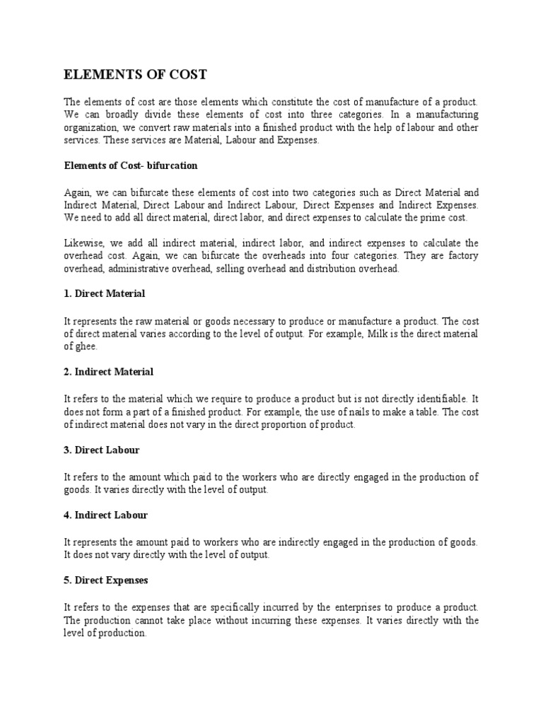 Elements and Classification of Cost | PDF | Cost | Business Economics