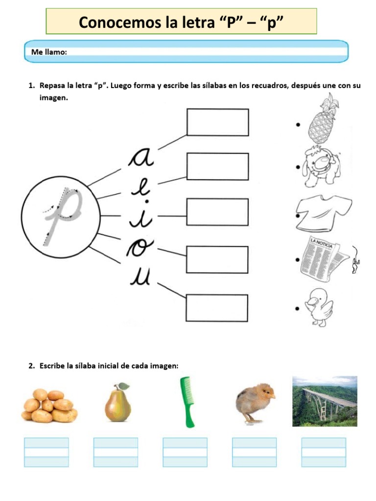 Ficha Letra P | PDF | Artes del Lenguaje y Comunicación