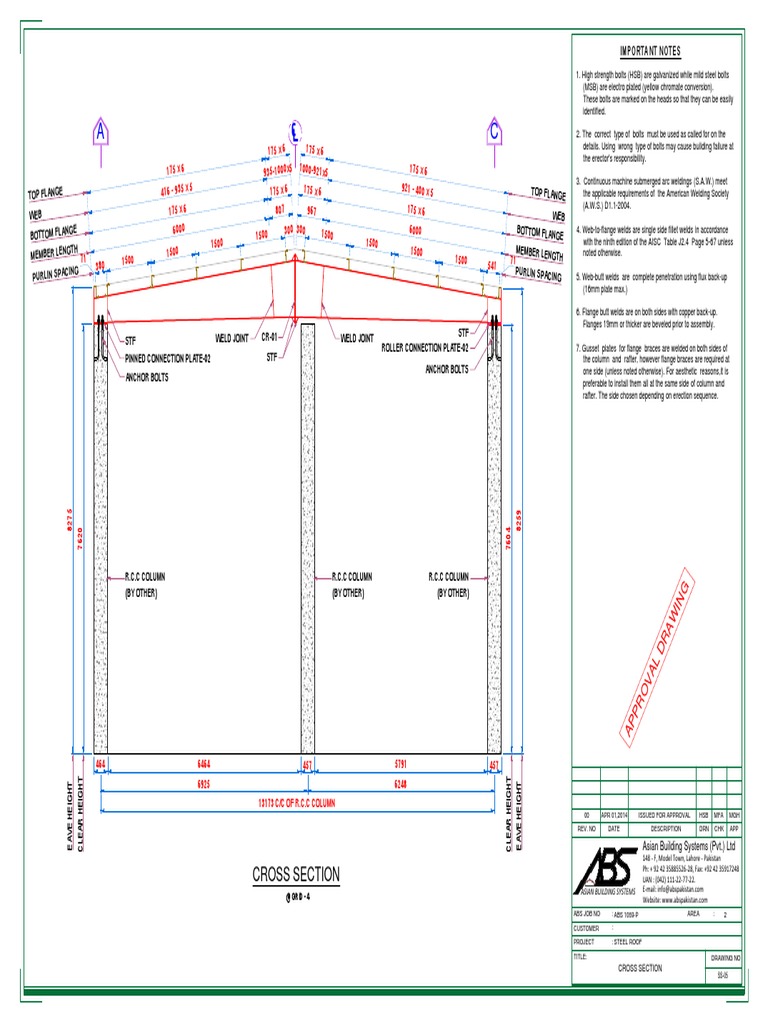 Steel Roof Cross Section Drawing | PDF